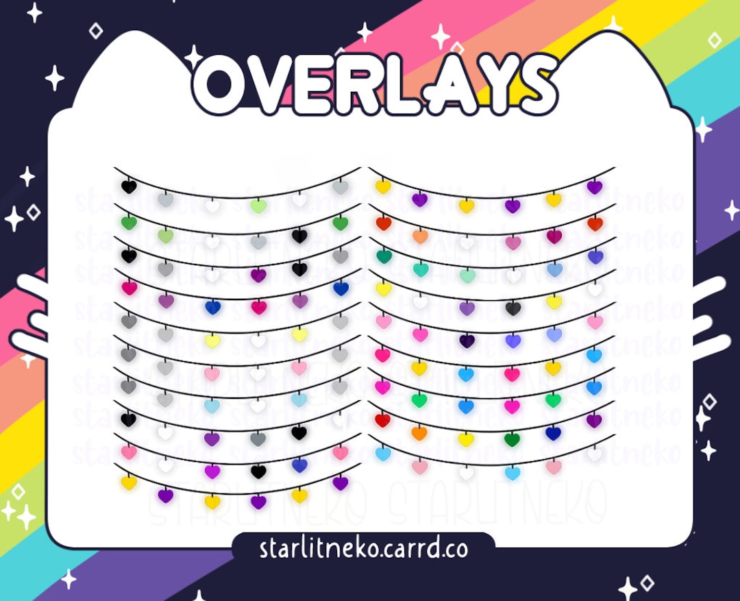 Stream Overlay: Pride Heart String Lights [F2U Pride, Love, Cute ...