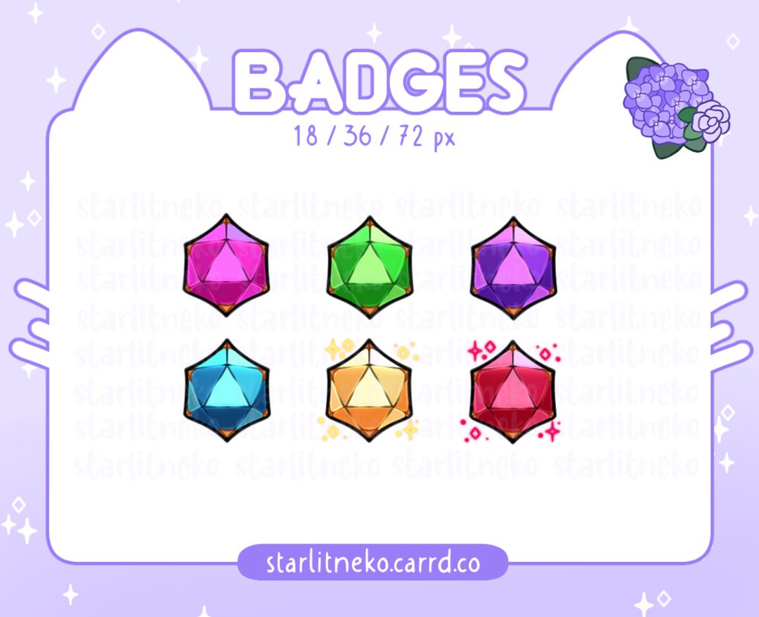 Badges: D20 Dice [P2U Streamer, Twitch Emotes, Discord Emotes, Youtube ...