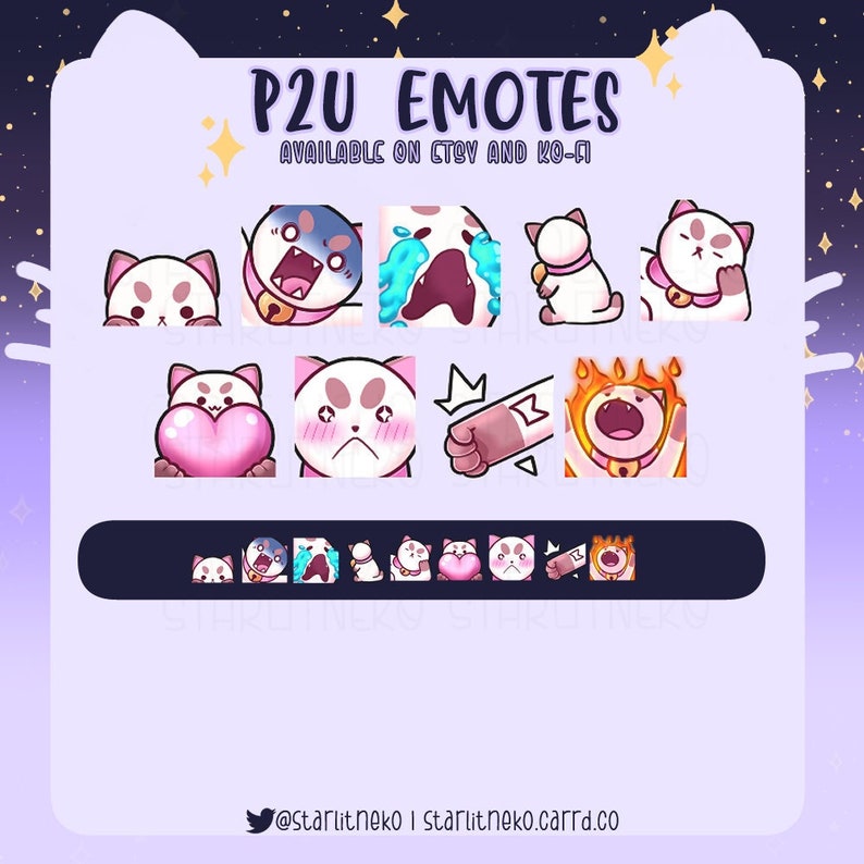 Emotes: Puppycat P2U Bee and Puppycat Streamer Twitch - Etsy
