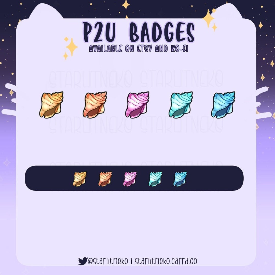 Badges: Conch Shells P2U Shell Badges Summer Twitch Badges - Etsy