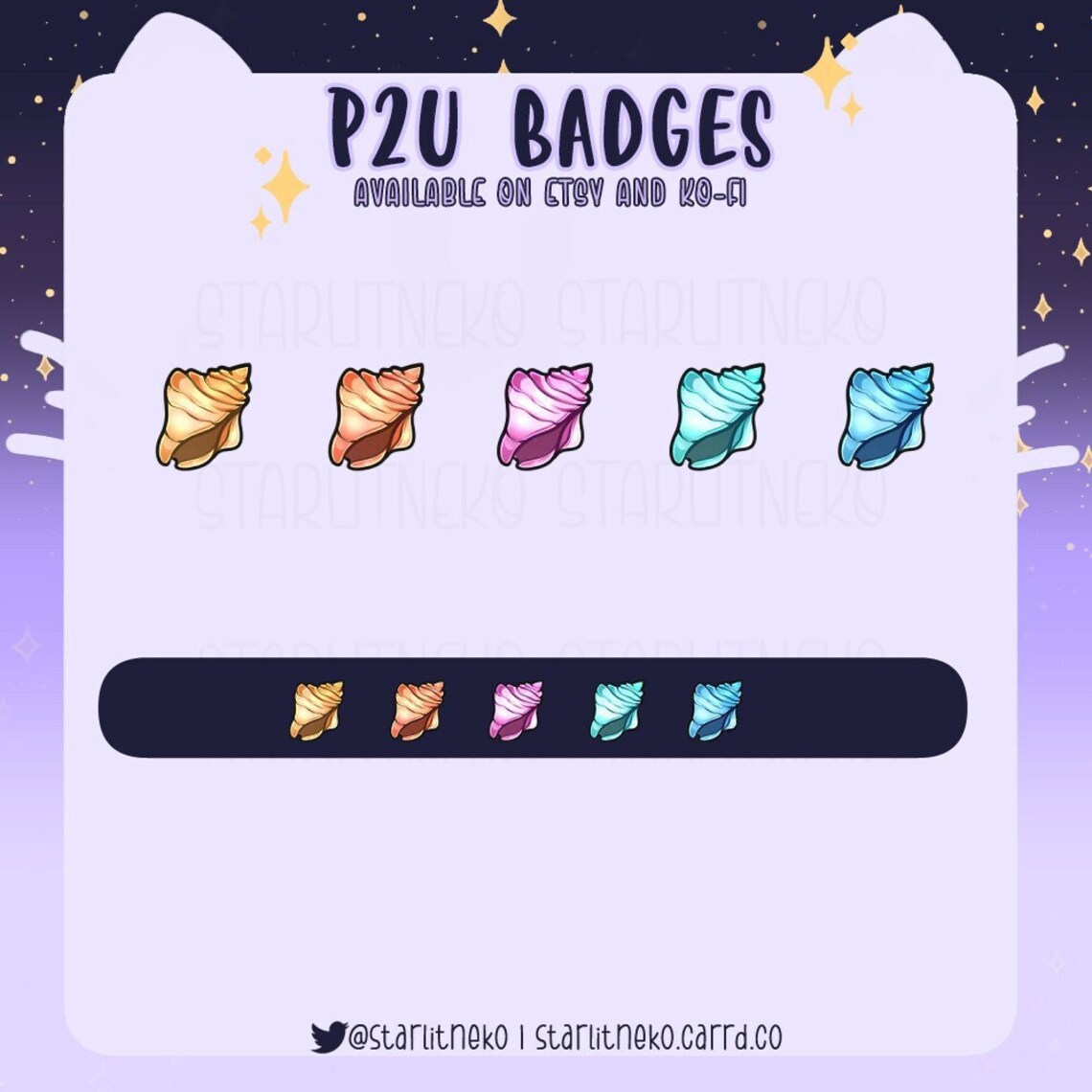Badges: Conch Shells P2U Shell Badges Summer Twitch Badges - Etsy