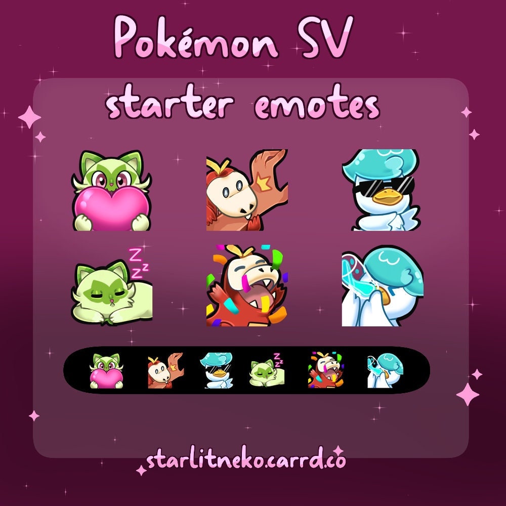Emotes: Pokemon SV Starters P2U Streamer Twitch Emotes - Etsy