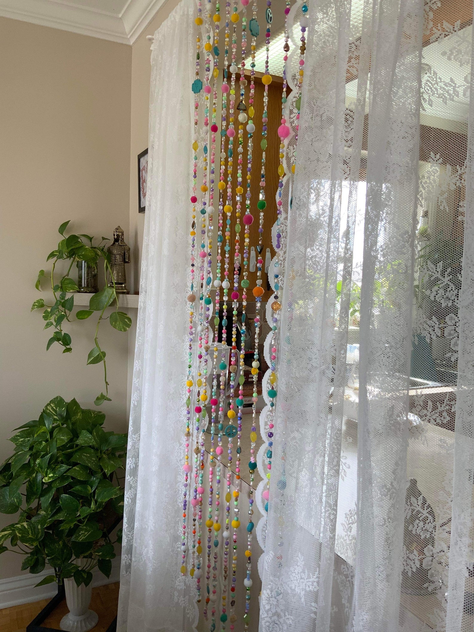 Hanging Beaded Curtain ,wall Panel Fringe Window Blind,handmade Beaded ...
