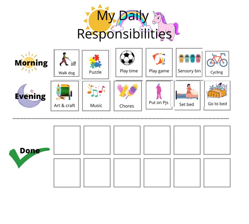 Printable Daily Progress Chart for Kidsmorning/evening - Etsy Canada