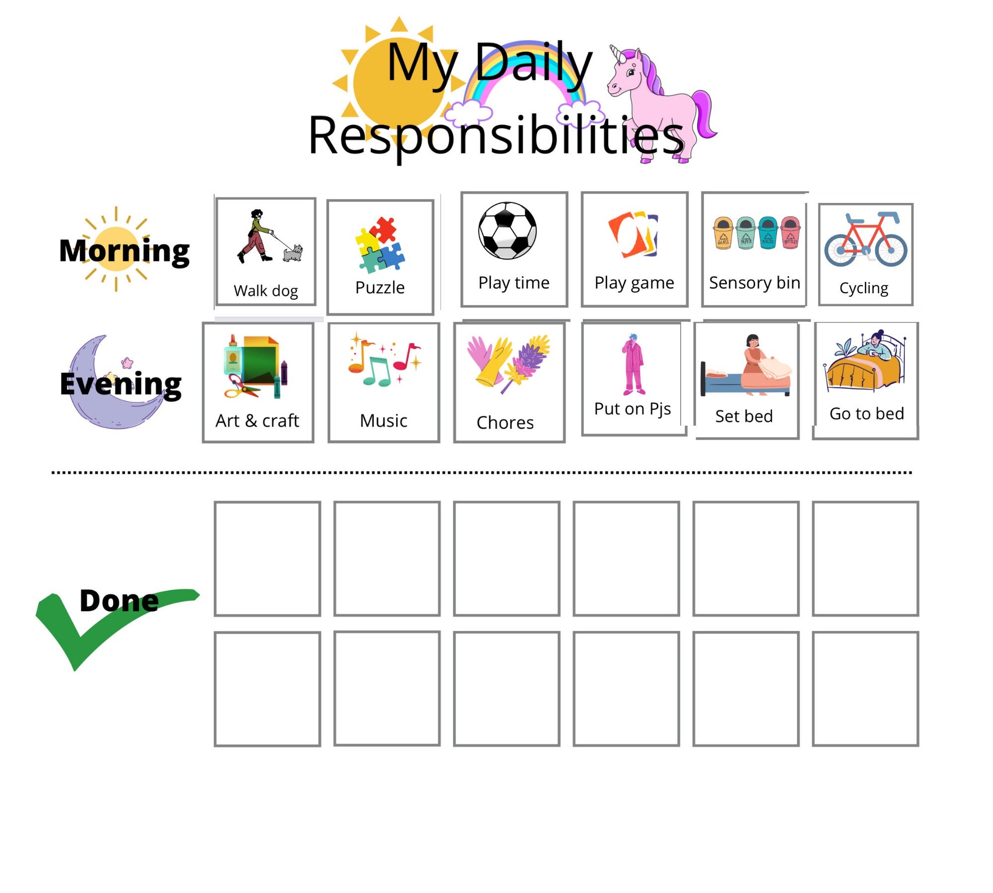Instant Download, Daily Chart for Kids, Morning/evening Routine Board ...