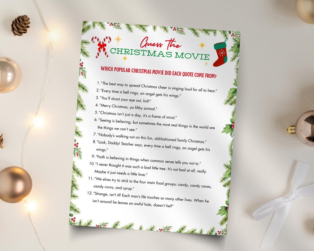 Guess the Christmas Movie Game, Printable Digital Download, Printable ...