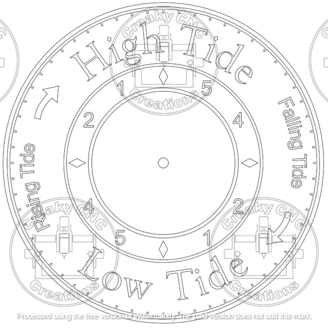 Tide Clock Face, Nautical Clock Face Design. Ocean Tides, Clock ...