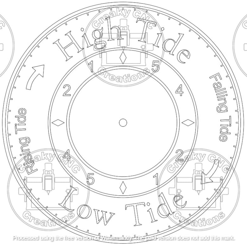 Tide Clock Face, Nautical Clock Face Design. Ocean Tides, Clock Building. PDF-DFX-SVG Download ...