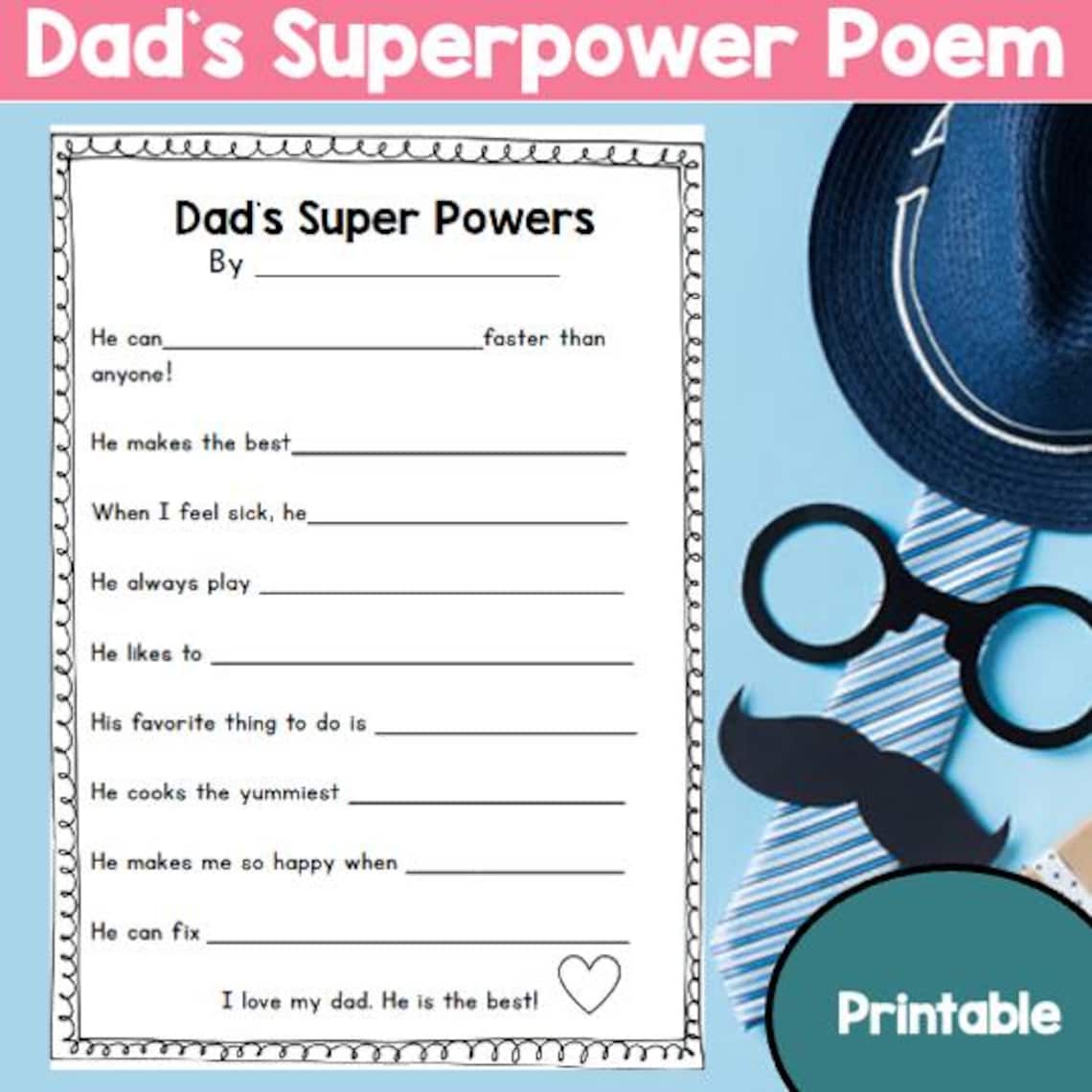 Dad's Superpower Poem – Printable Activity - Etsy