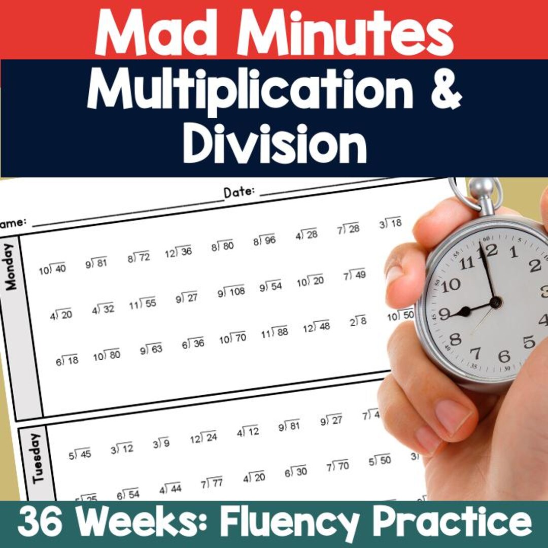 Mad Minutes - Multiplication and Division Facts and Fluency Drills - Etsy