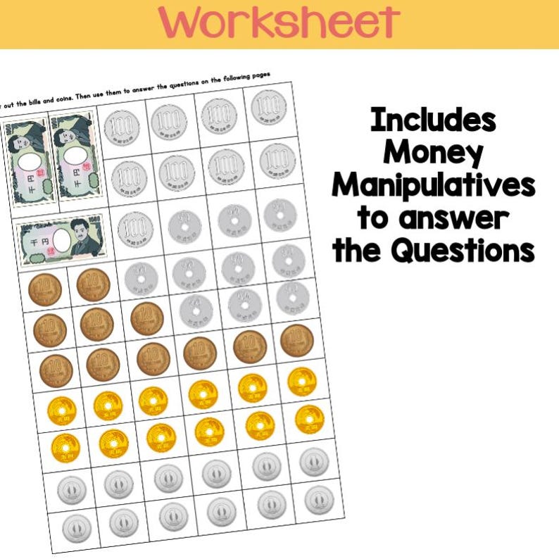 Counting Japanese Money Worksheets (japan Culture) - Etsy