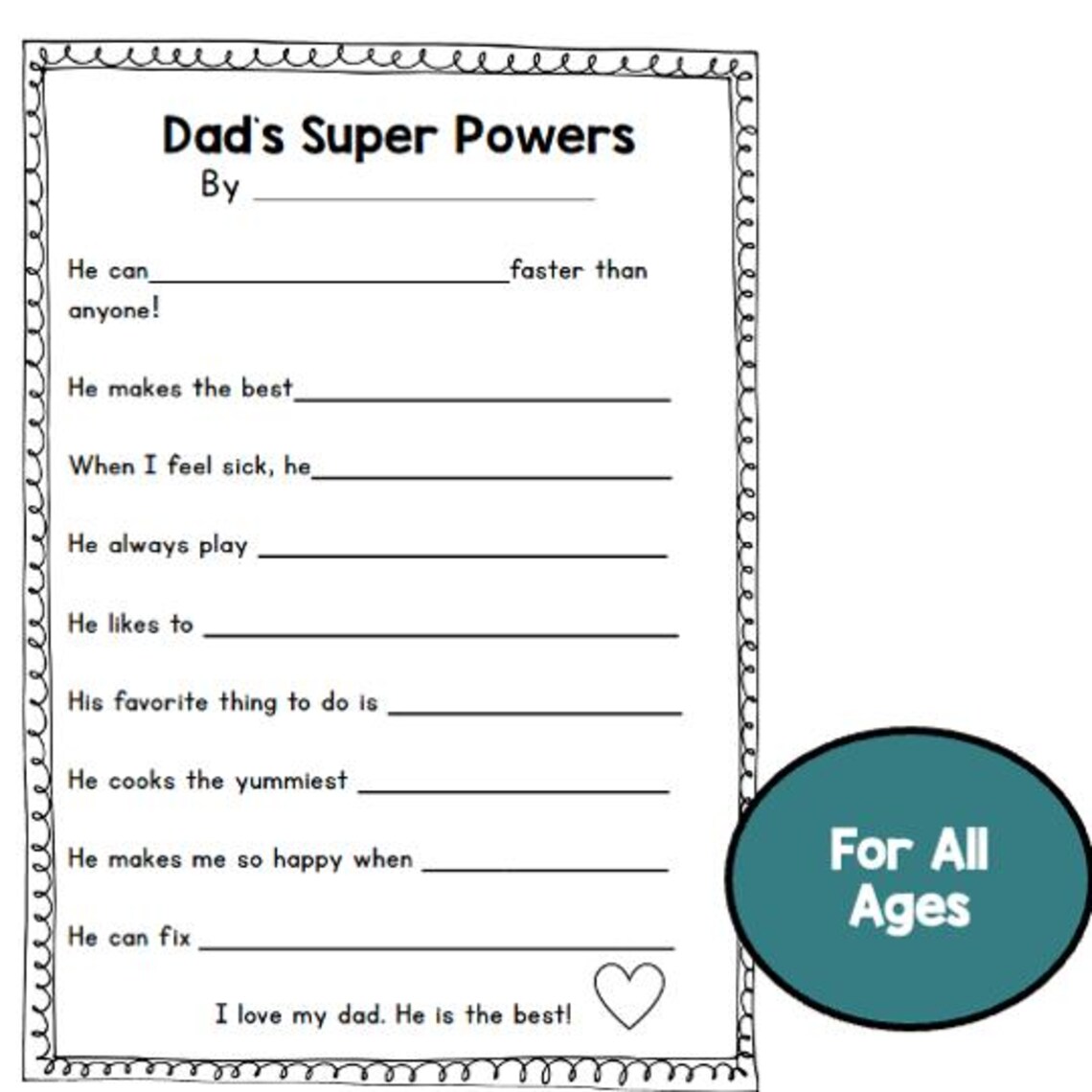 Dad's Superpower Poem – Printable Activity - Etsy