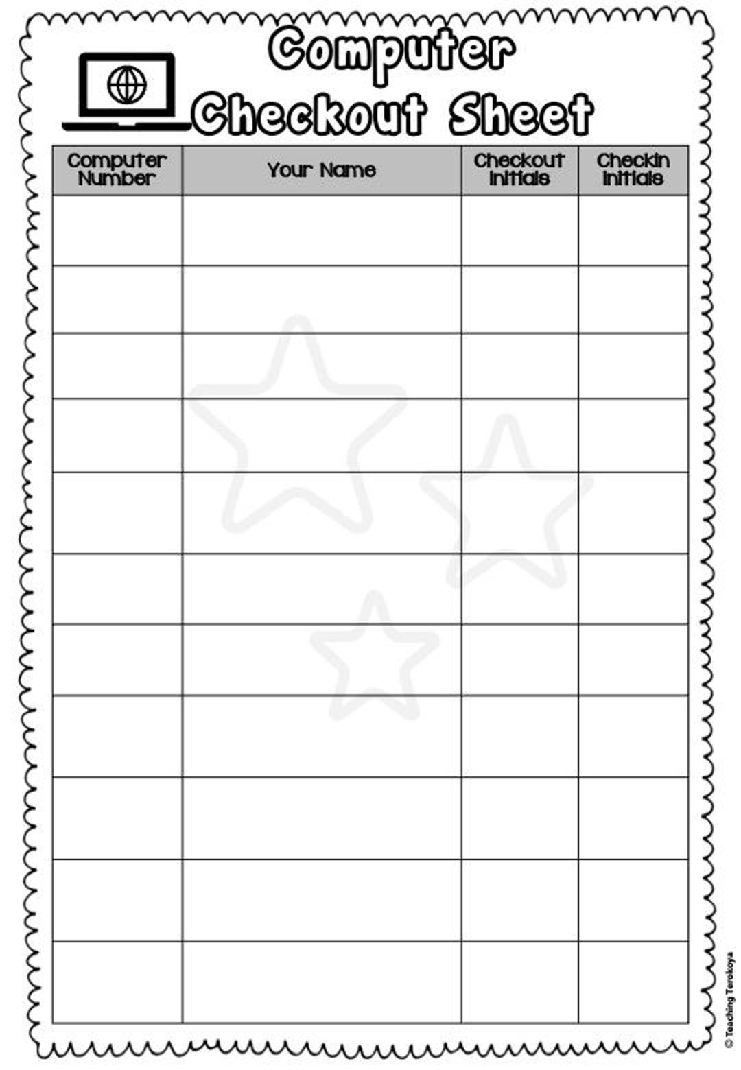 Computer Sign Out Sheet - Etsy