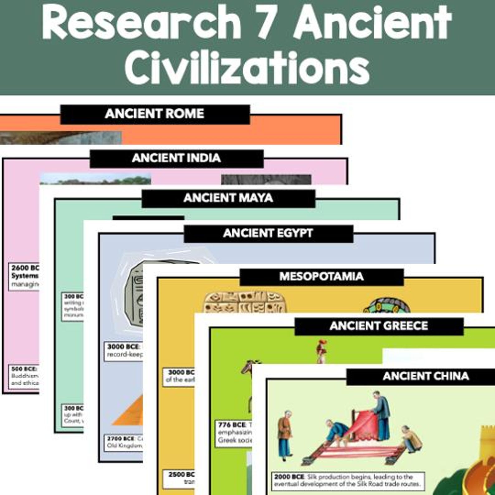 Ancient Civilizations Comparison Timeline: Posters, Worksheets & Blank ...