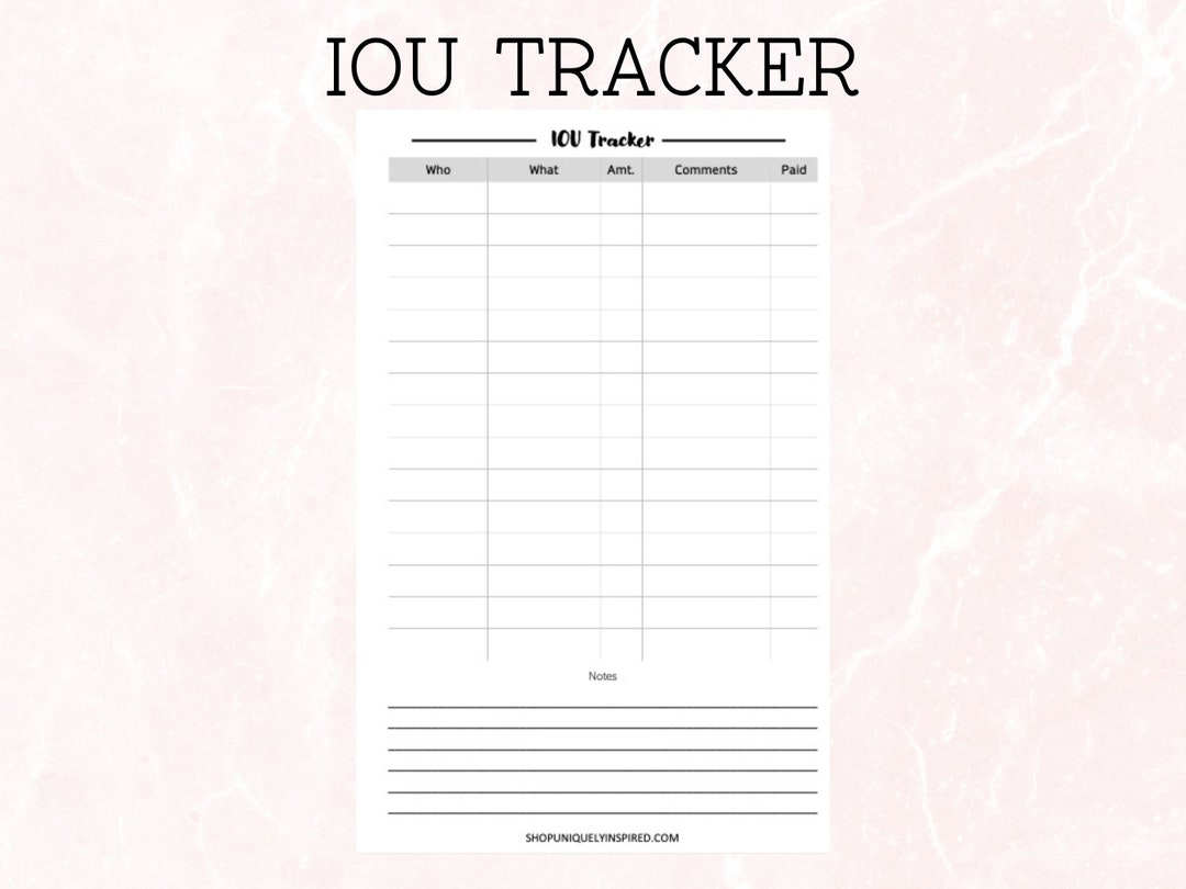 IOU Tracker - Etsy