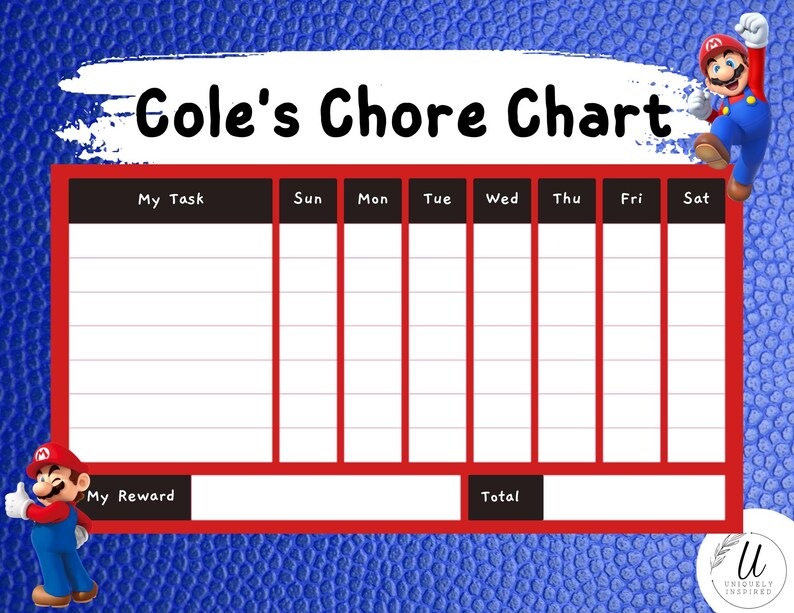 Personalized Kids Dry Erase Chore Chart With Magnetic Back - Etsy