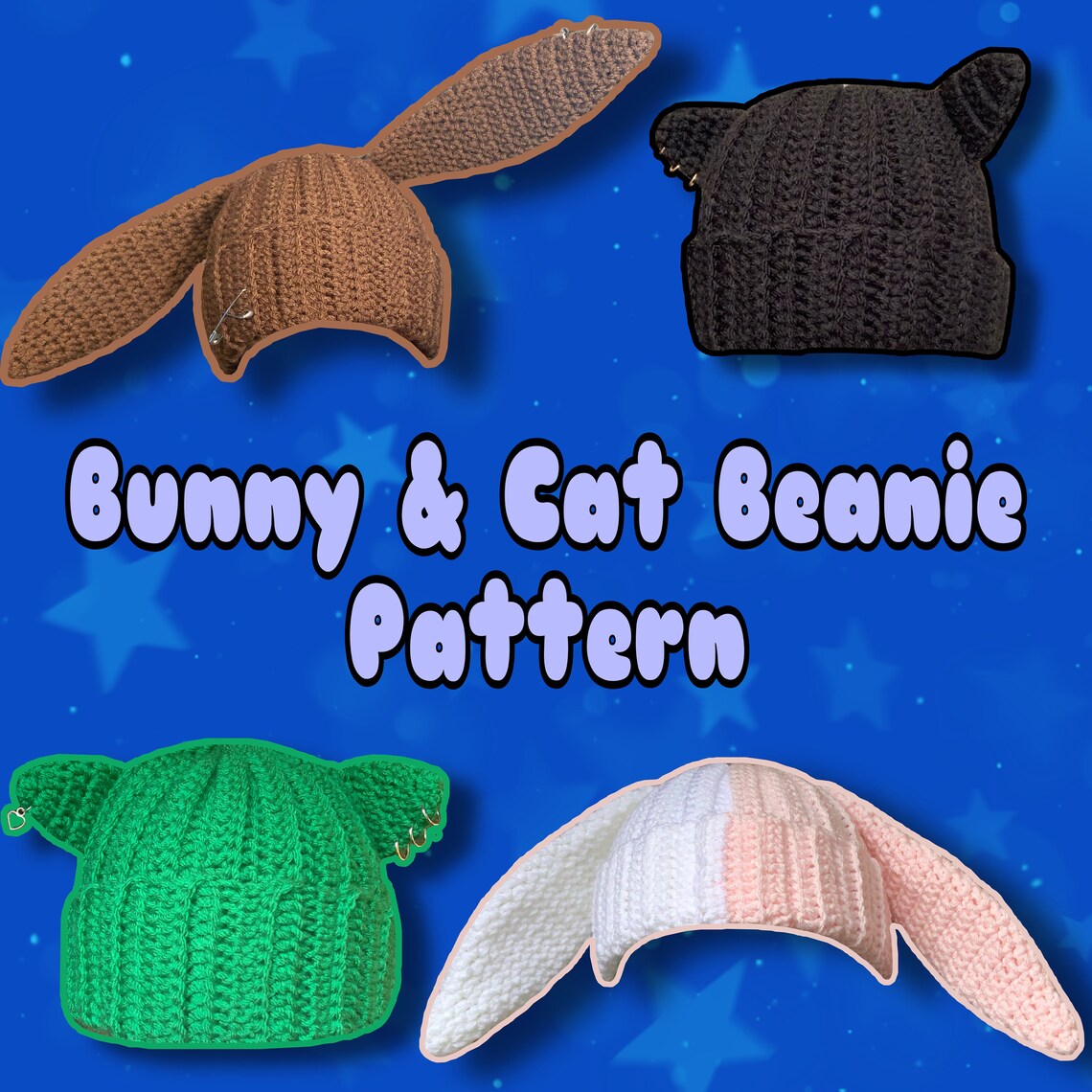 Bunny & Cat Beanie Patternw/ Pictures - Etsy