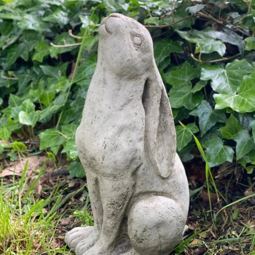 Stone Garden Moon Gazing Hare Ornament - Etsy UK