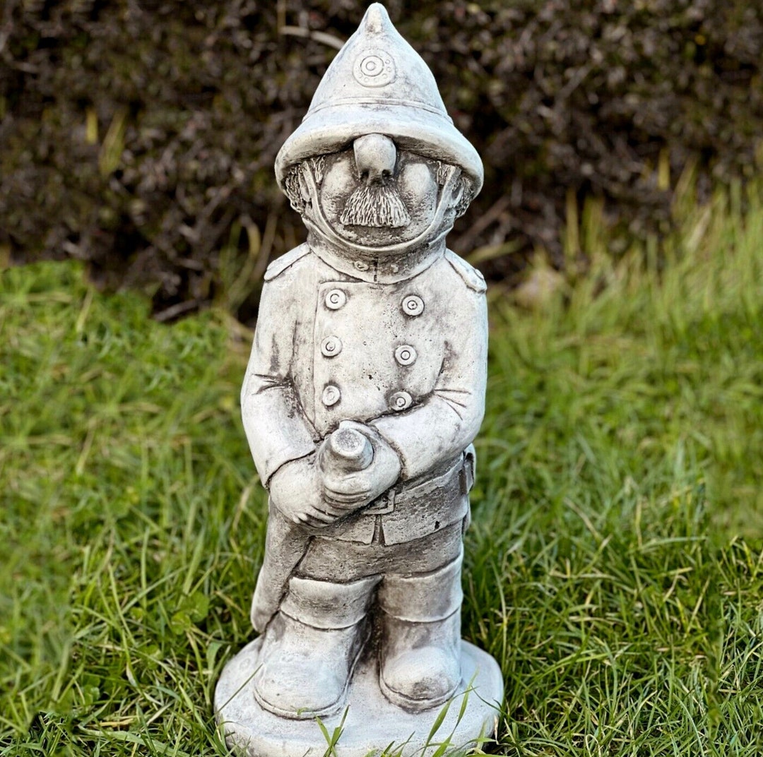 Fireman Stone Cast Garden Statue Sculpture Cast Stone Garden Ornament ...