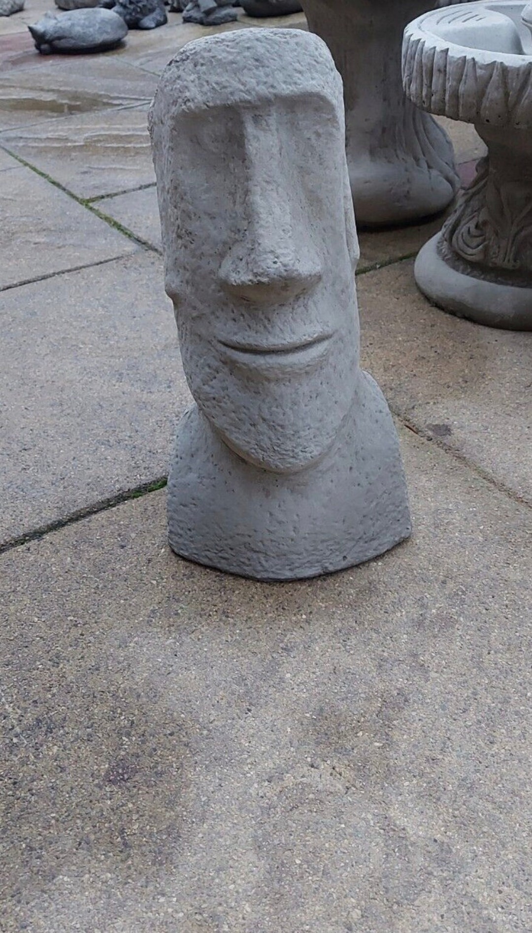 Stone Tiki Easter Island Head Stone Garden Statue Ornament Easter ...