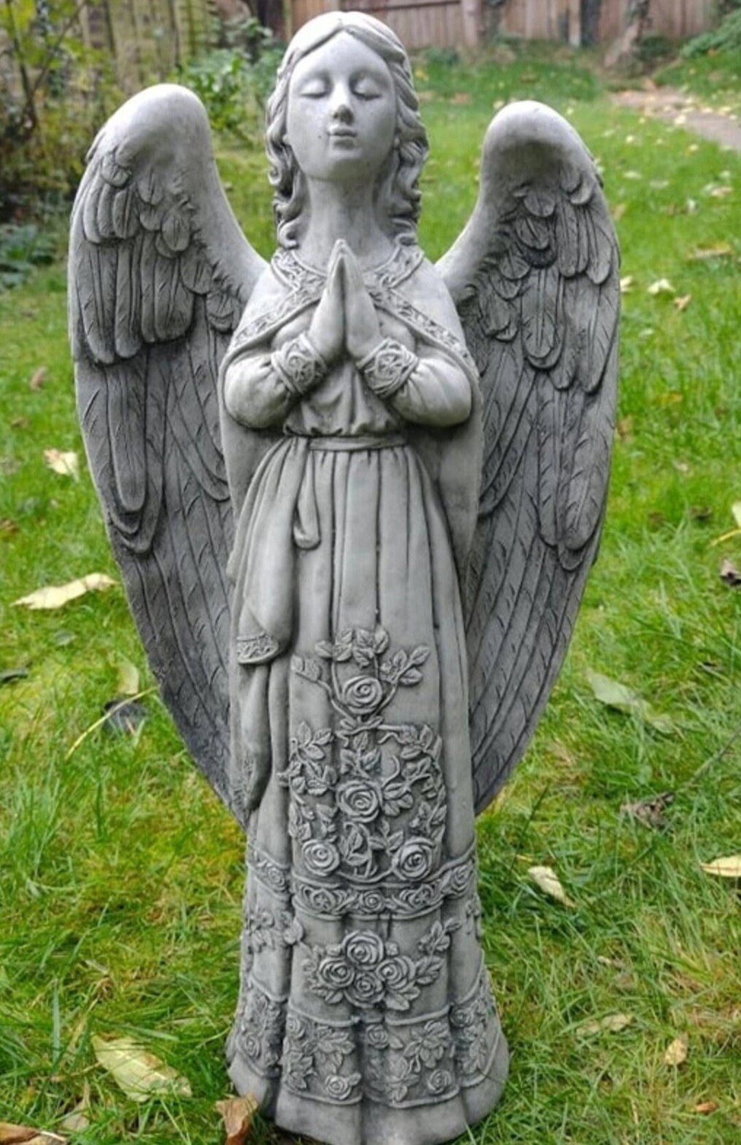 Tall Rose Angel Stone Statue 10kg Lovely Reconstituted - Etsy