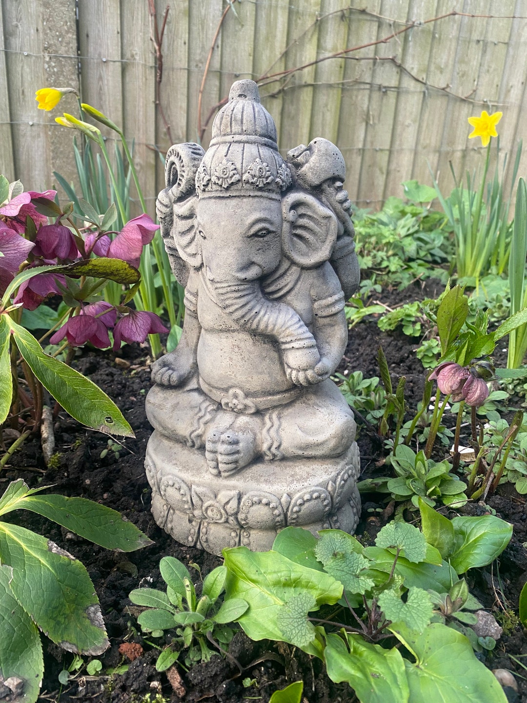 Ganesh Garden Statue Large Stone Ganesha Elephant Praying Garden ...