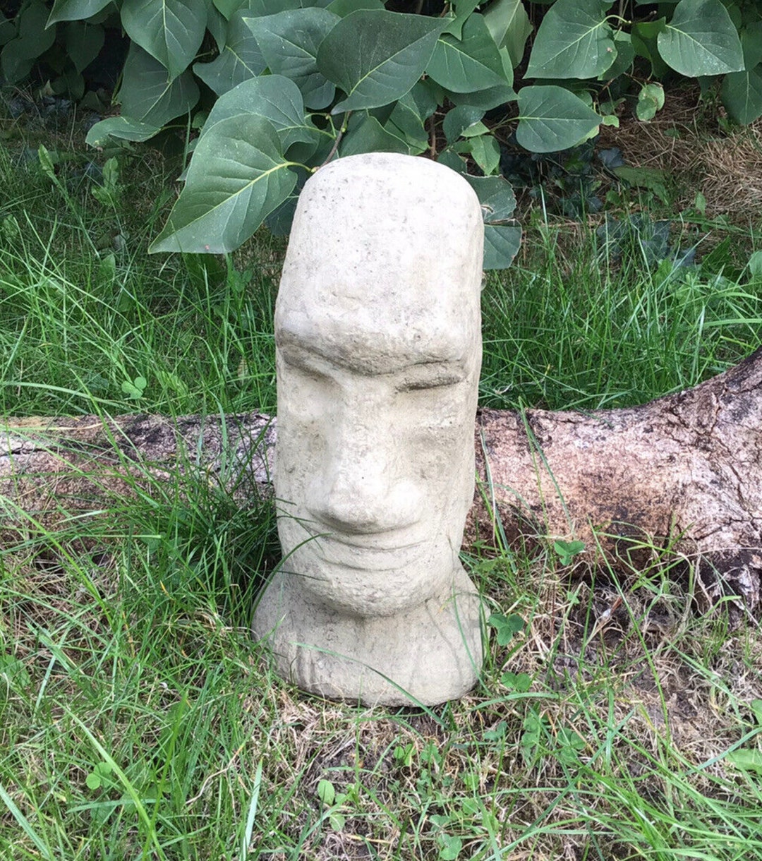 Tiki Easter Island Head Stone Garden Statue Ornament - Etsy