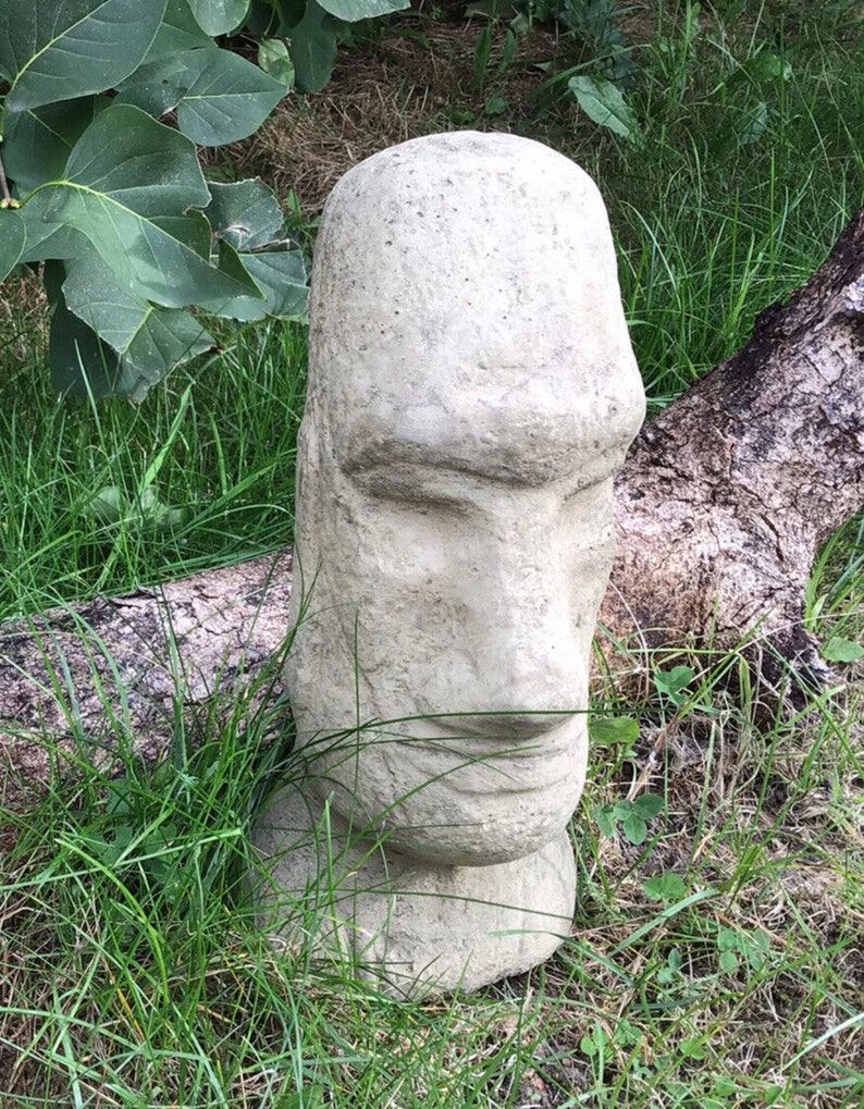 Tiki Easter Island Head Stone Garden Statue Ornament - Etsy