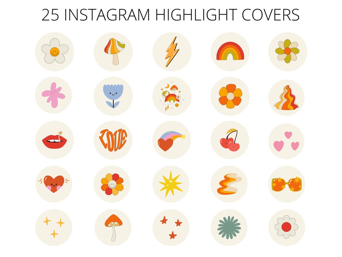 25 Groovy Instagram Highlight Covers Seventies 70s IG Story | Etsy