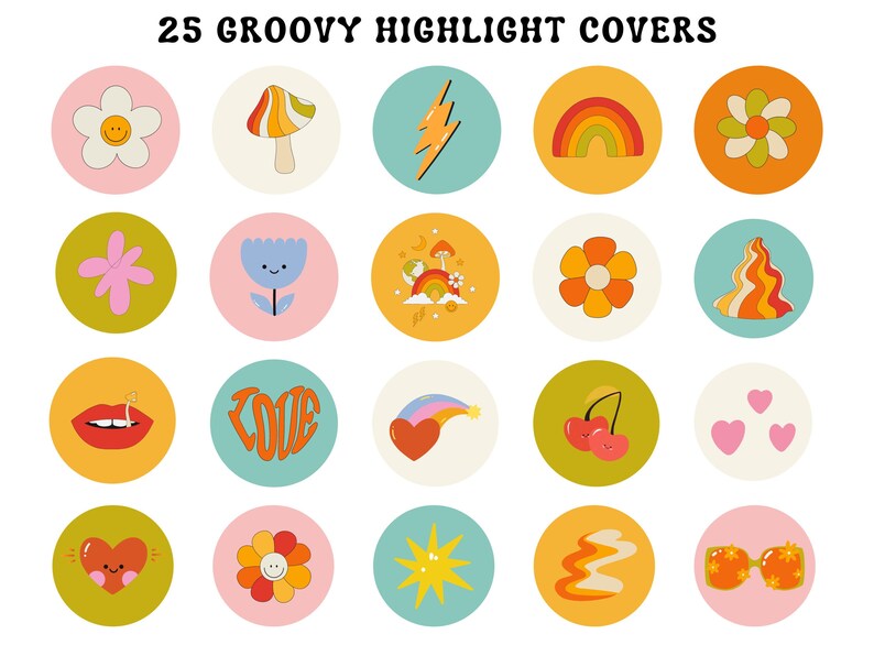 25 Groovy Instagram Highlight Covers, Seventies 70s IG Story Highlights ...