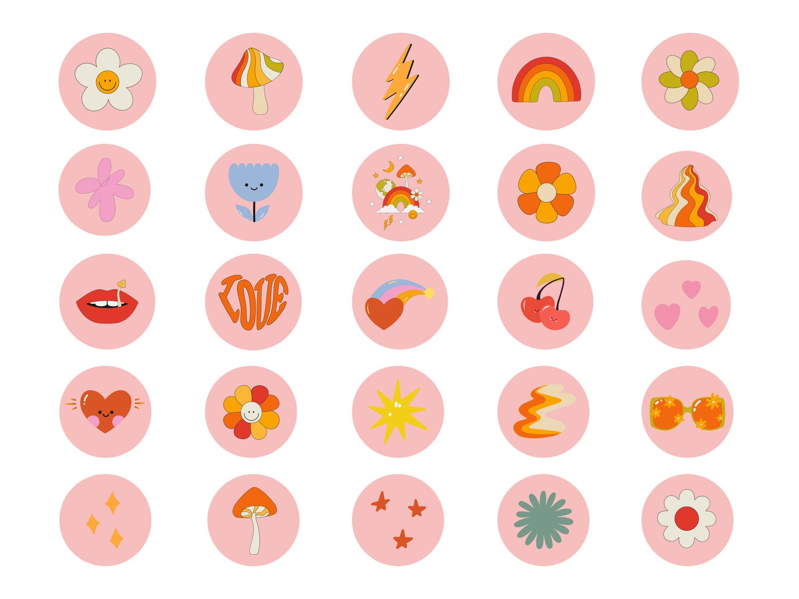 25 Groovy Instagram Highlight Covers, Seventies 70s IG Story Highlights ...