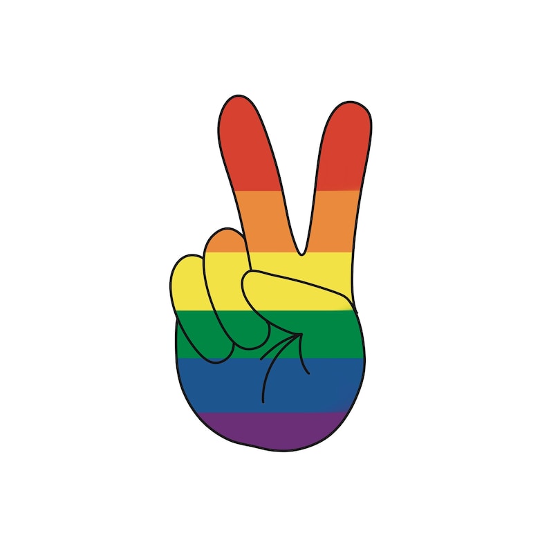 LGBT Pride Peace Sign Poster: Instant Download of a Rainbow Hand ...