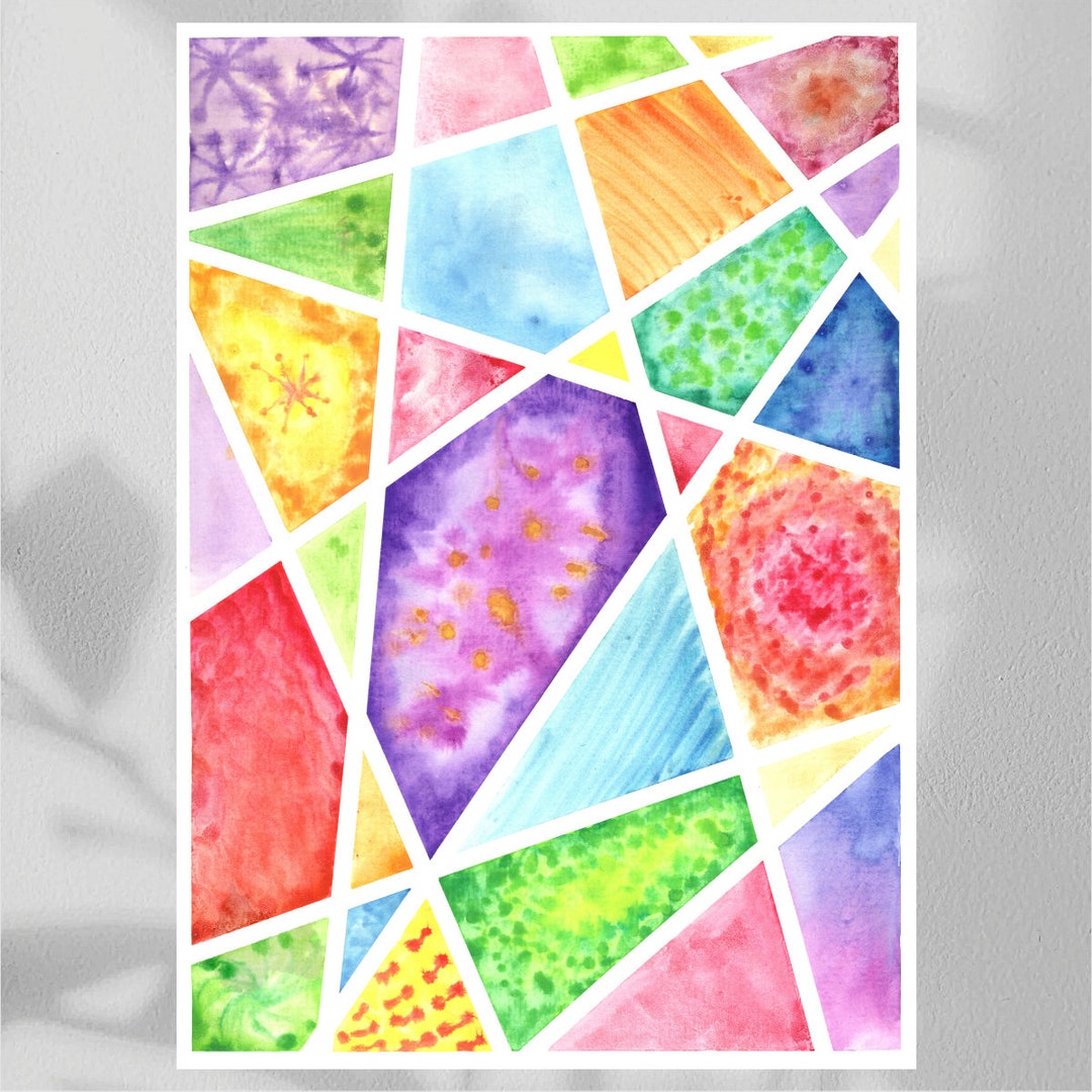 Colorful Geometric Shapes Wall Art: Art Print of an Original Multicolor ...
