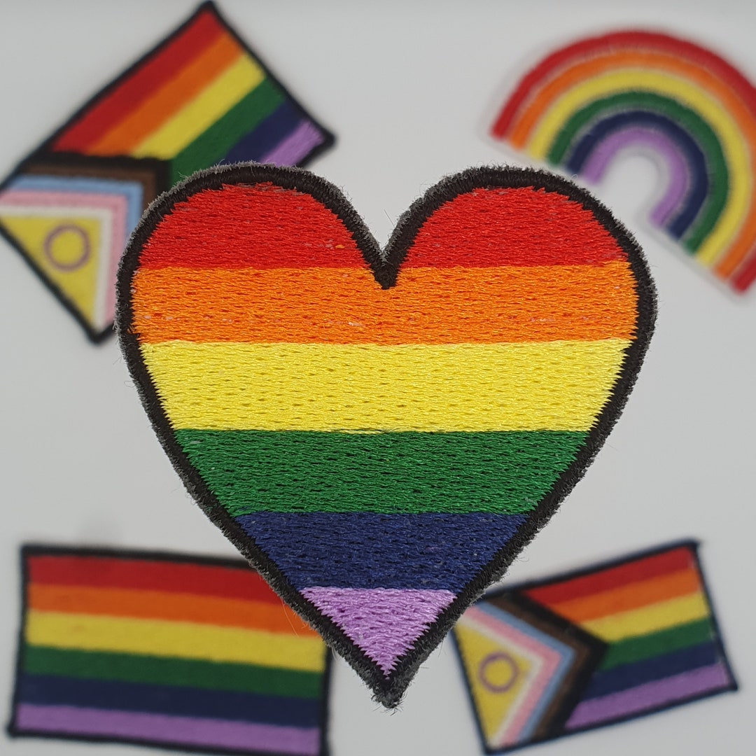 LGBT Rainbow Heart Patch - Iron-on or Sew-on Embroidery for Love and ...
