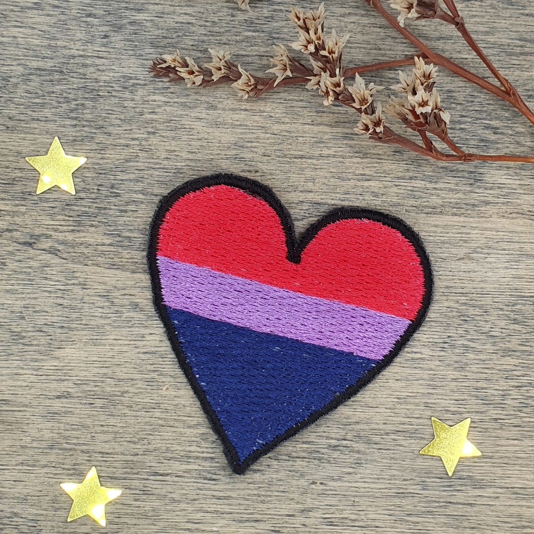 Bi Pride Heart Embroidery Patch - Iron on or Sew on - Bisexual Flag Colors - LGBTQ+ Pride ...