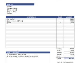 Microsoft Excel Invoice Template - Basic User Friendly - Small Business ...