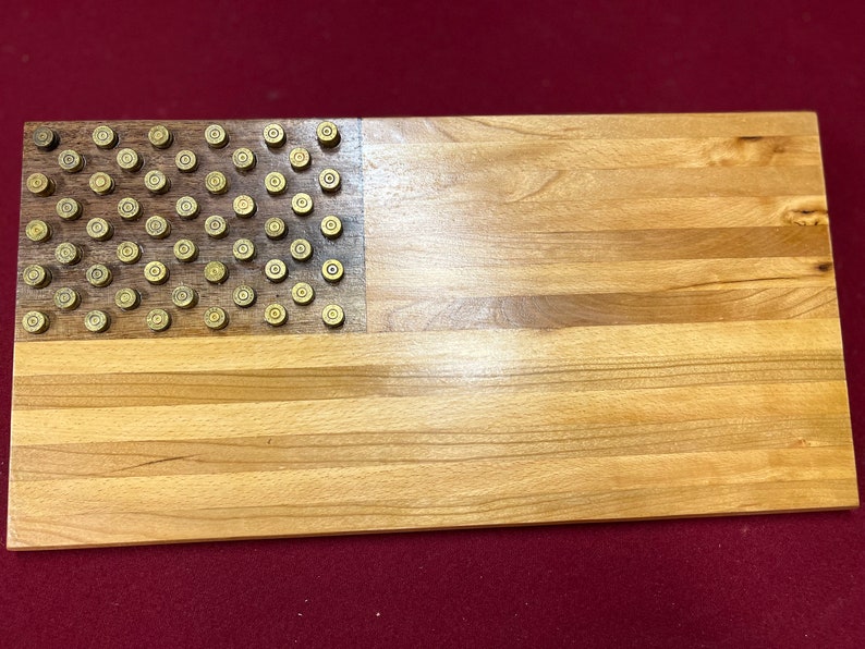 Wooden American Flag Wall Art With Bullet Casing Stars - Etsy