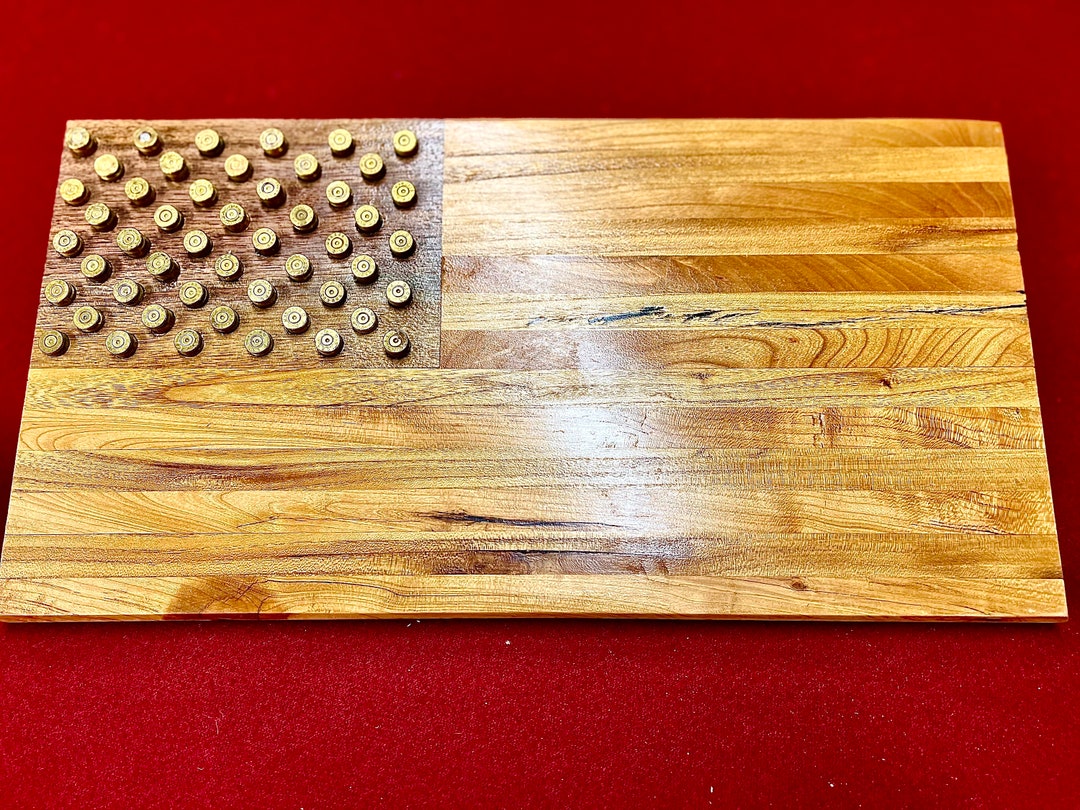 Wooden American Flag Wall Art With Bullet Casing Stars - Etsy