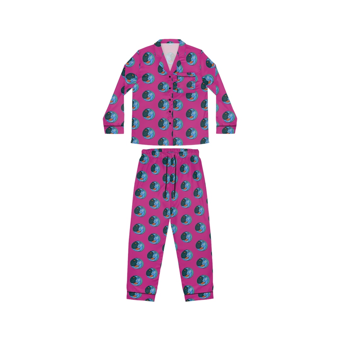 Celestial Pink Satin Pajamas, Fine Art Ink Illustration - Etsy