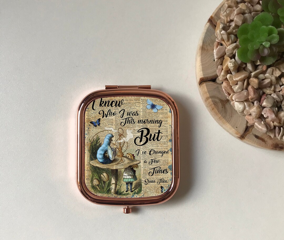 Alice in Wonderland Quote Compact Mirror,rectangle Rose Gold Pocket ...
