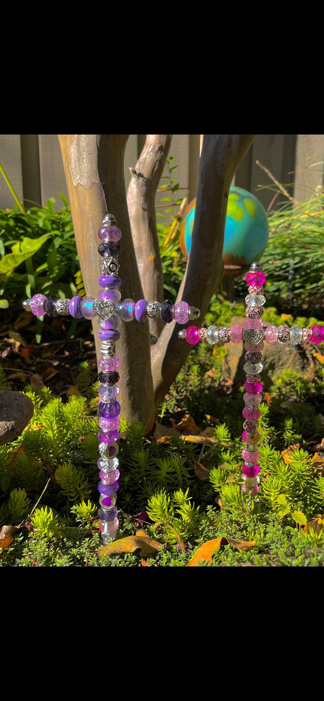 Custom Beaded Crosses, Wall Hanging (stake Removed) or Stake for Adding ...