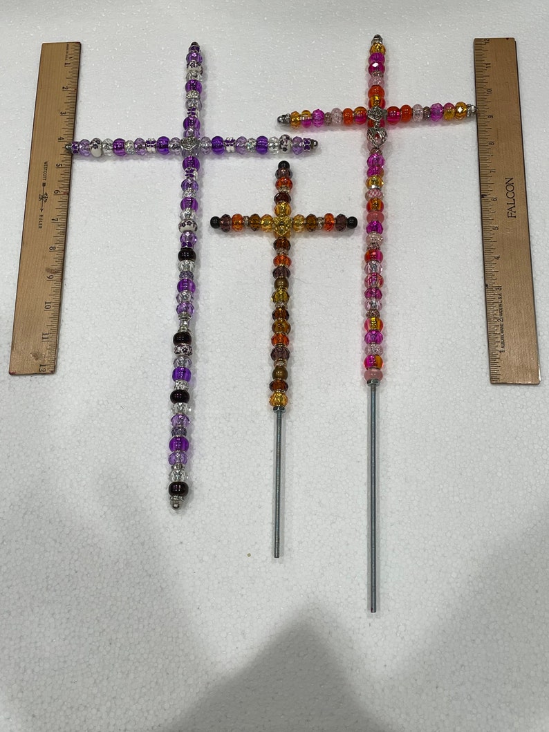 Custom Beaded Crosses, Wall Hanging (stake Removed) or Stake for Adding ...