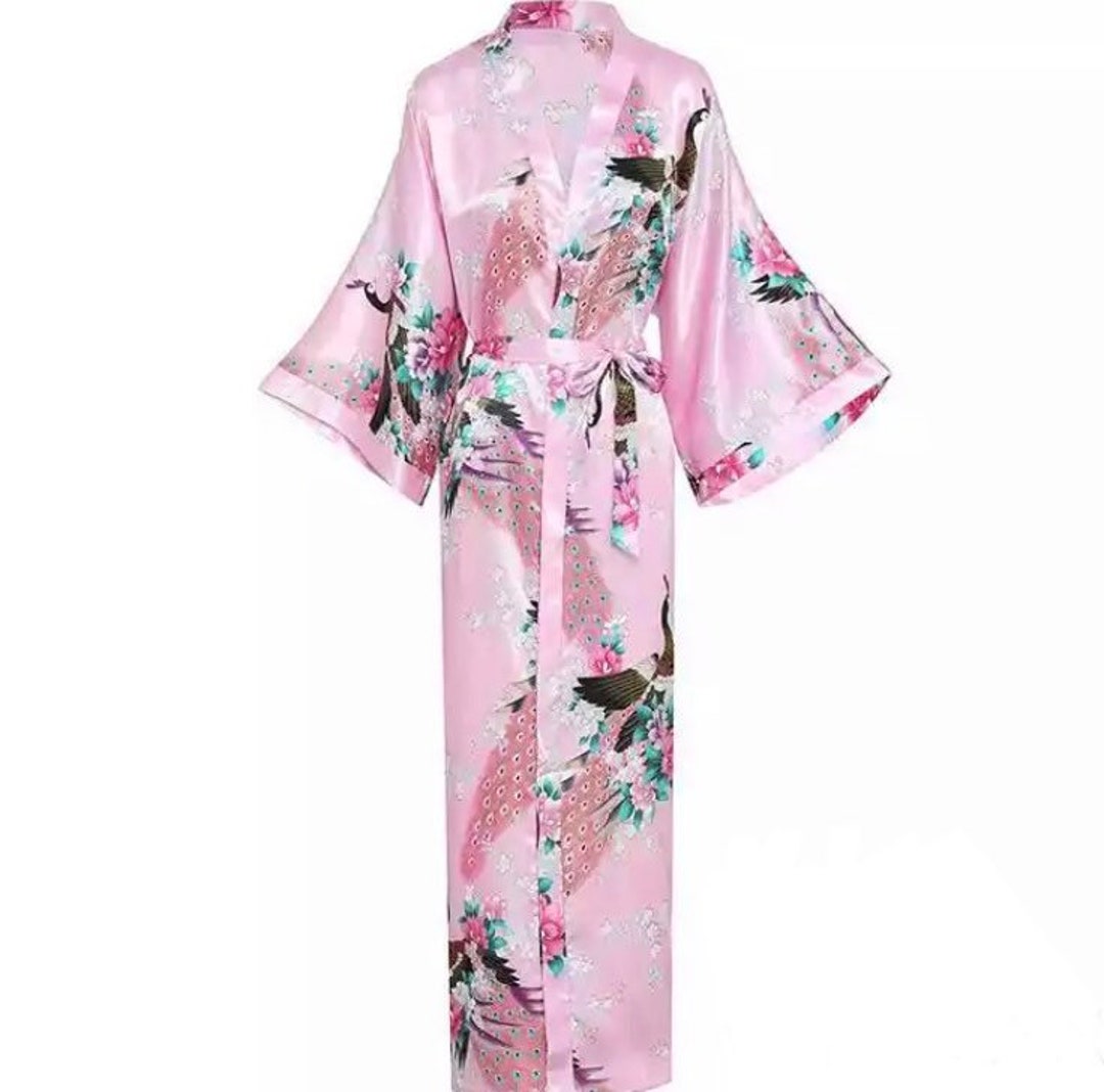 Elegant Bell Sleeve Floral Floor Draped Satin Silk Robe - Etsy