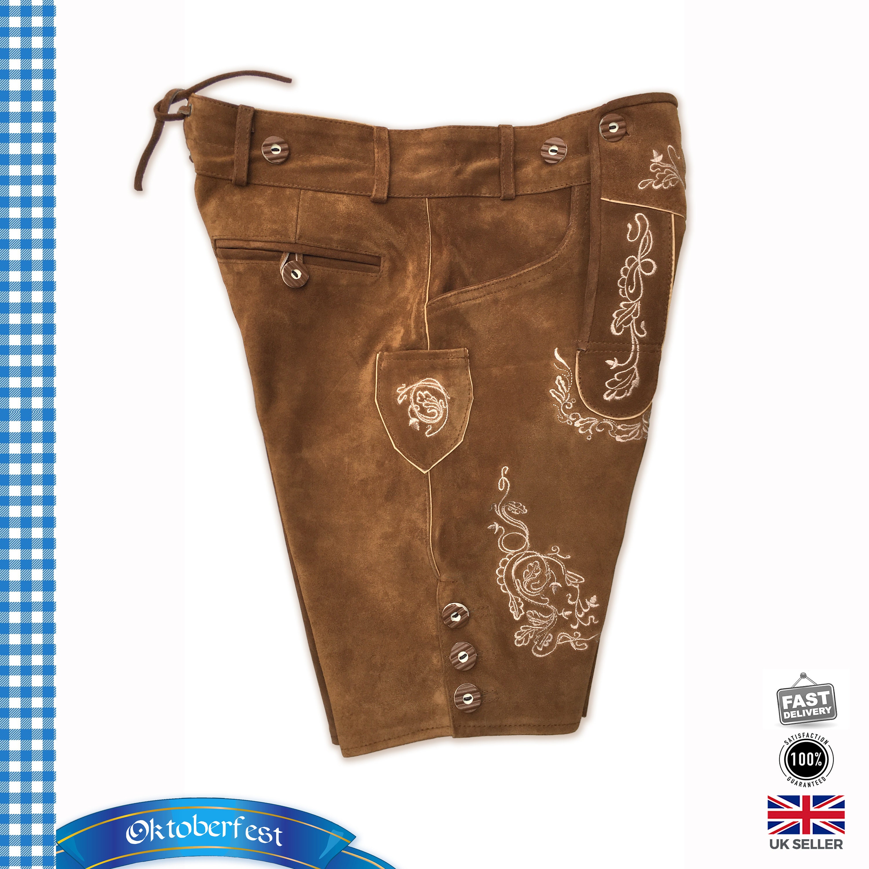 Lederhosen German Oktoberfest Bavarian Vintage Traditional Knee Length ...