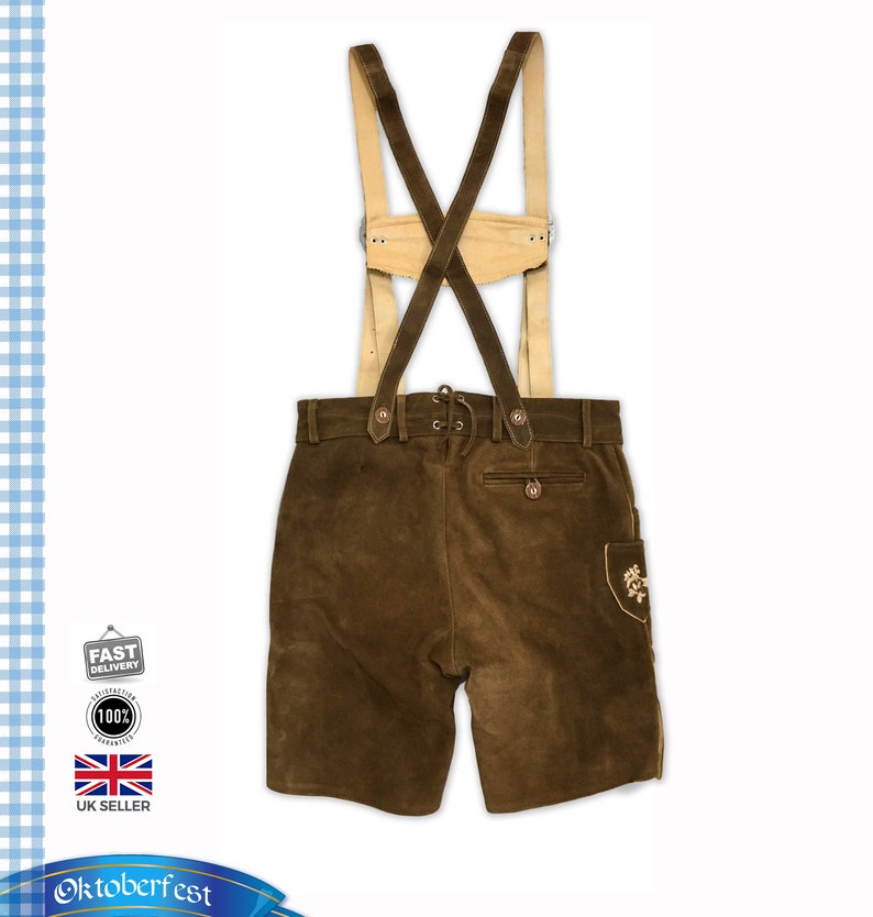 Men’s Cowhide Suede Leather Lederhosen – Traditional Bavarian ...