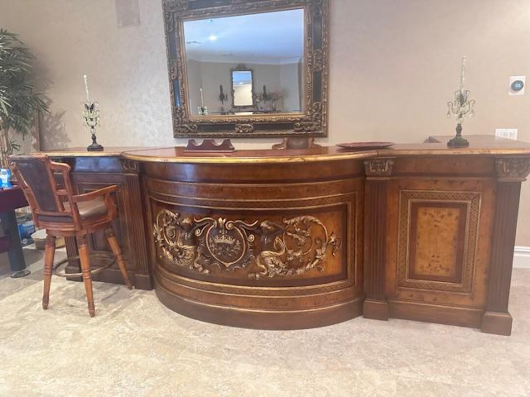 12 Ft Carved Wood Cocktail Bar - Recreation Area Bar - Etsy