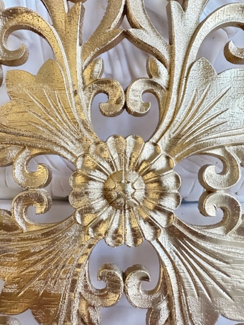 Vintage Wood Gold Painted Carved Wood Ornamental Applique Moldings ...