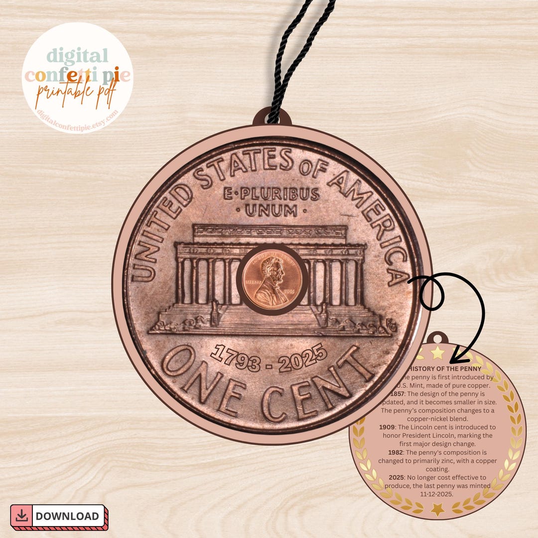 Printable Penny Ornament, DIY Paper Penny Ornament, Commemorative Coin ...