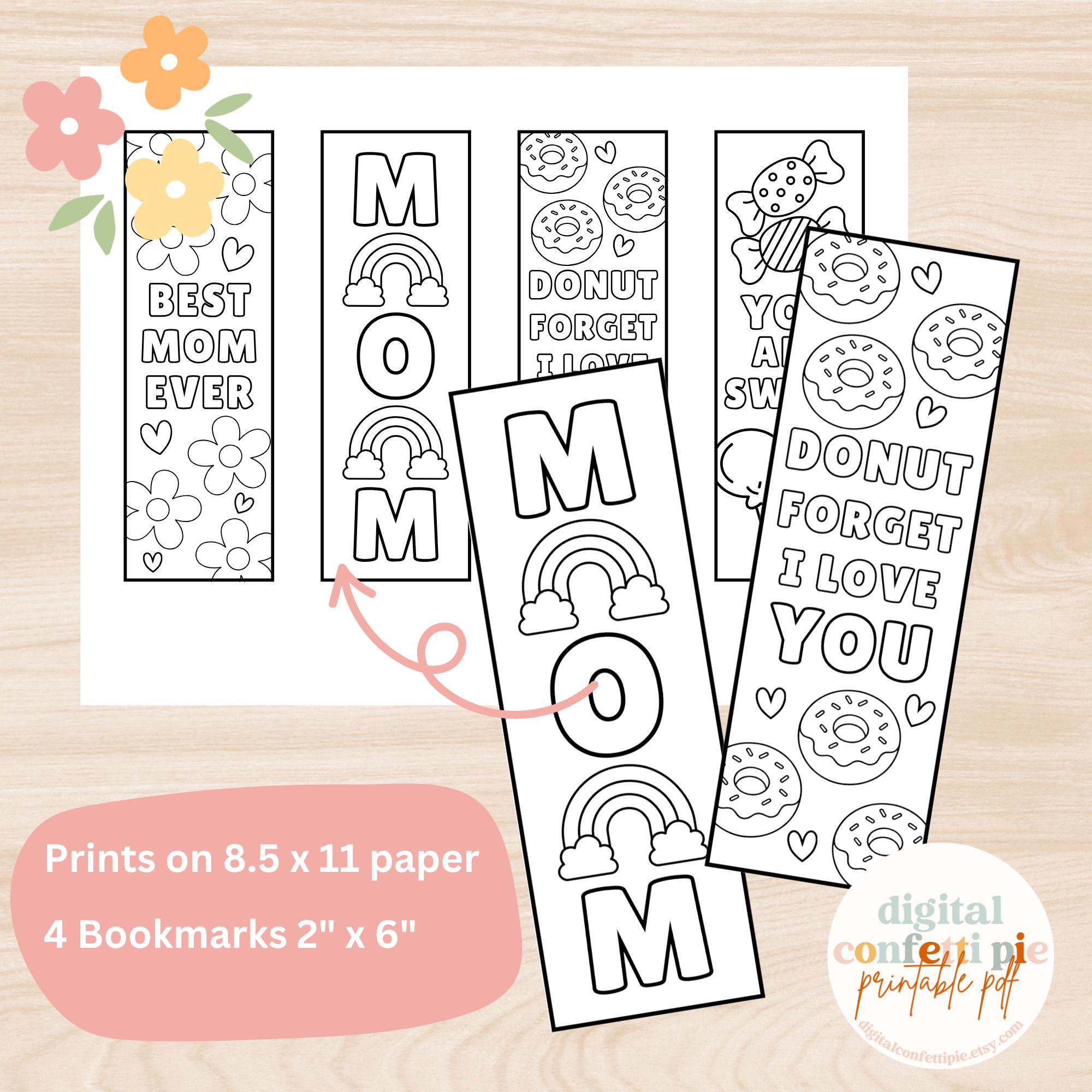 Mother's Day Coloring Bookmarks Printable, Mother's Day Craft, Best Mom ...