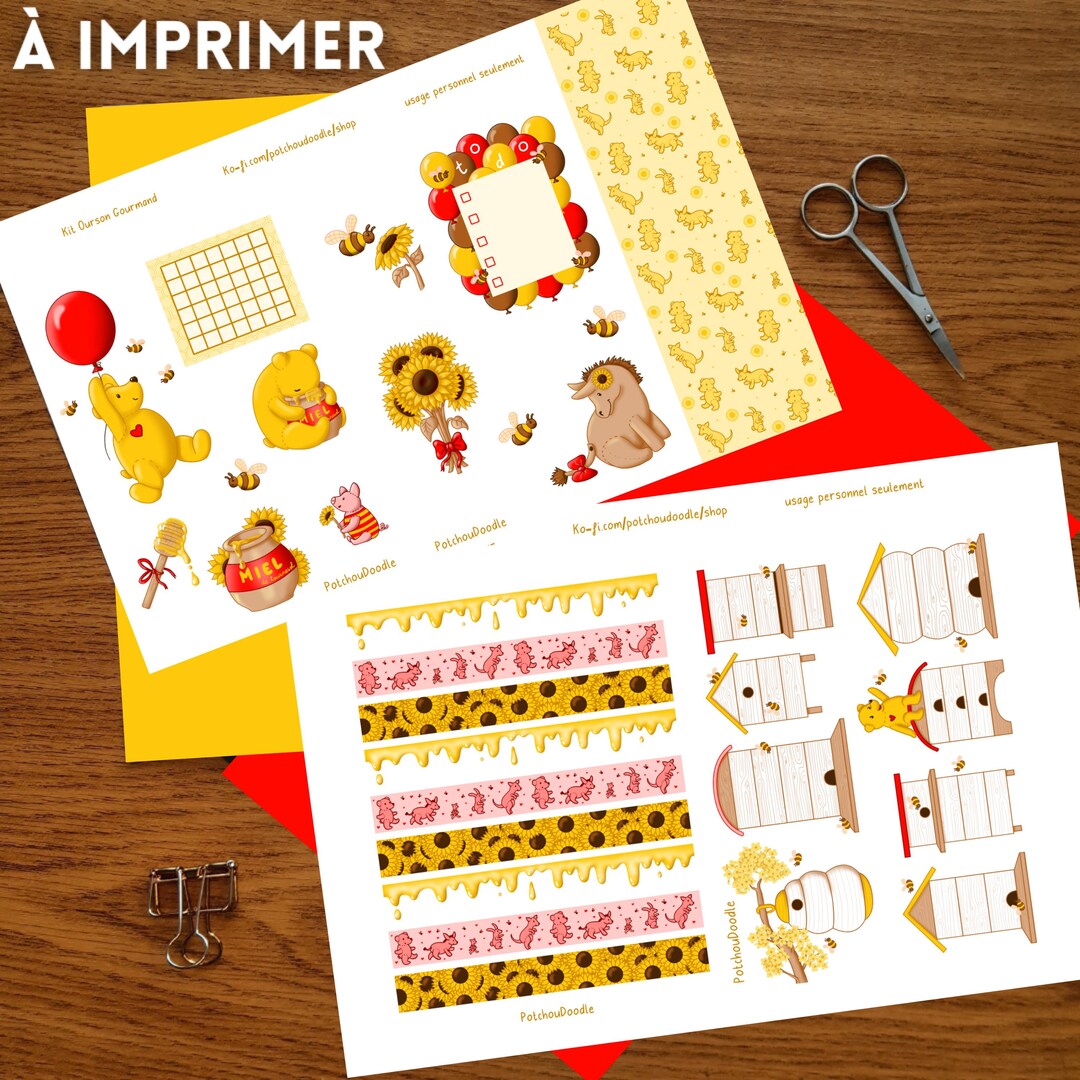 Greedy Bear (winnie the Pooh) | Journal Kit | Printable Stickers - Etsy